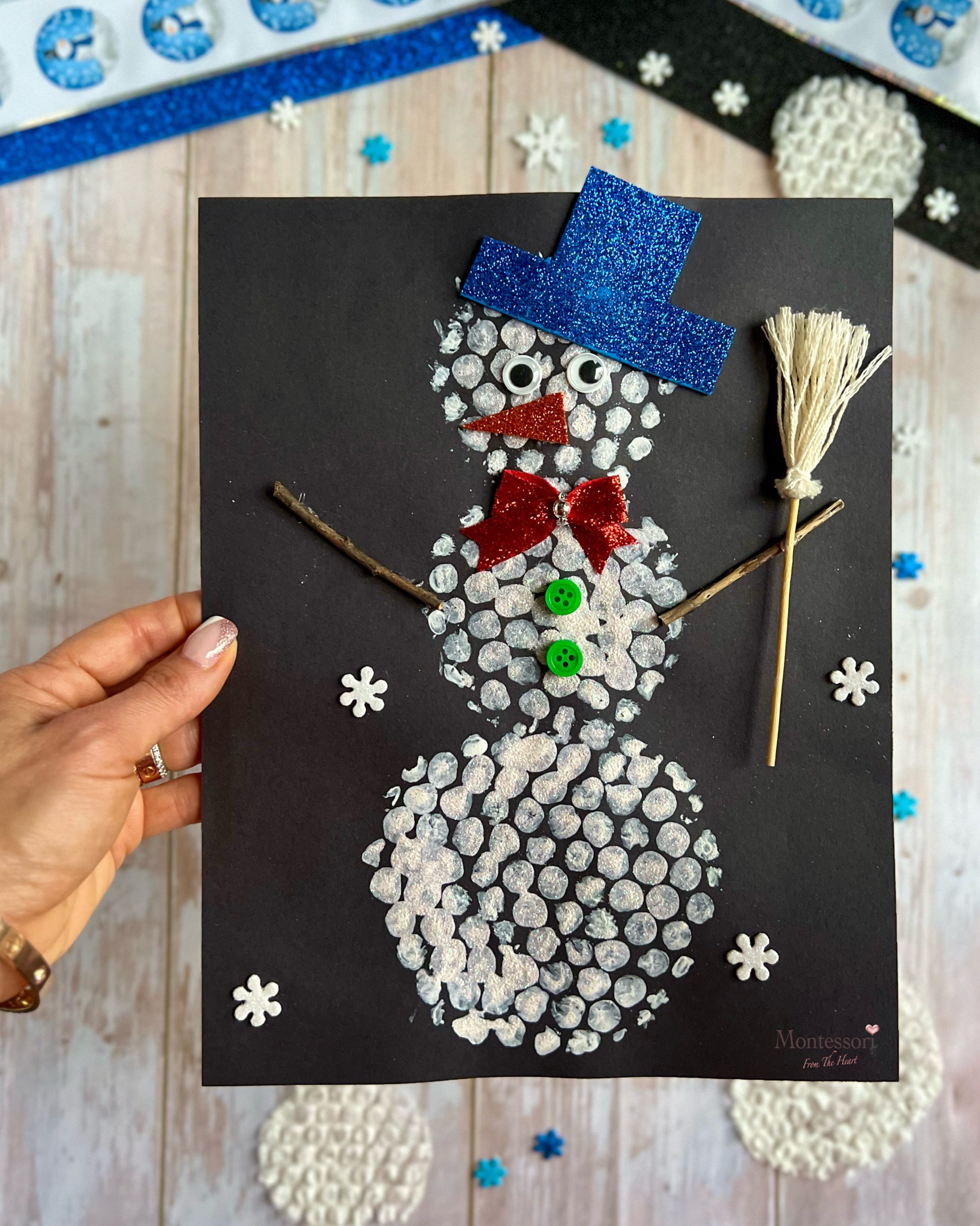 Snowman Bubble-Wrap Printing Craft